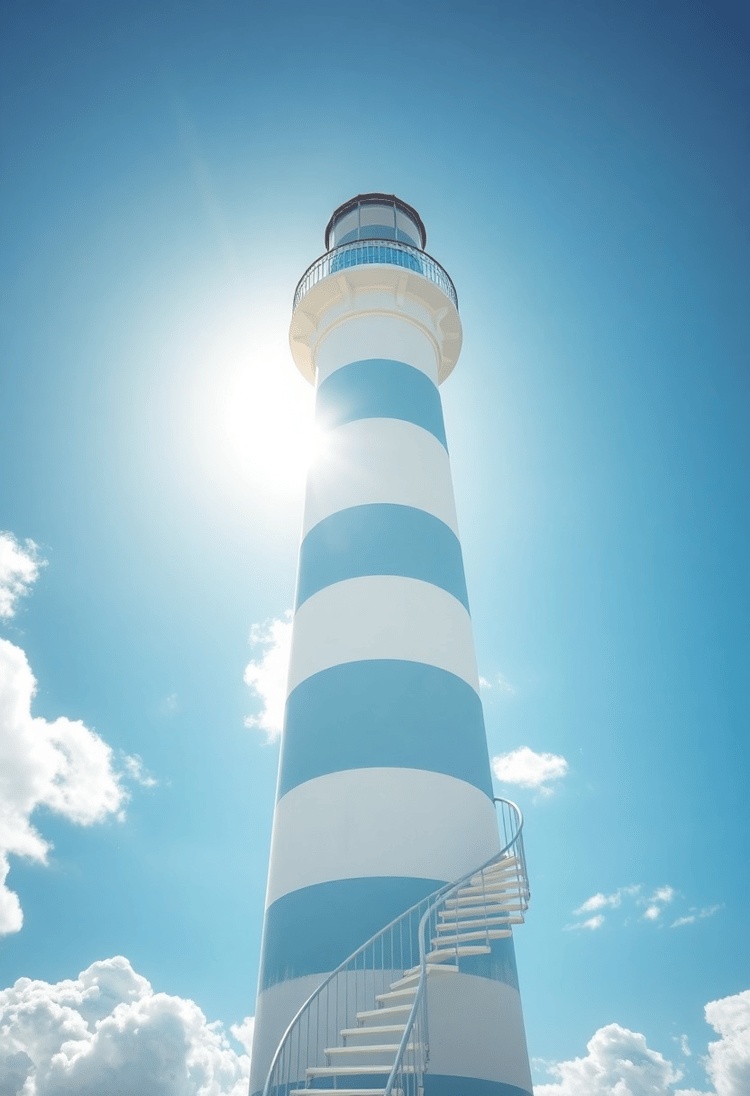Whimsical Light Tower Above Cotton Candy Clouds - Pincel