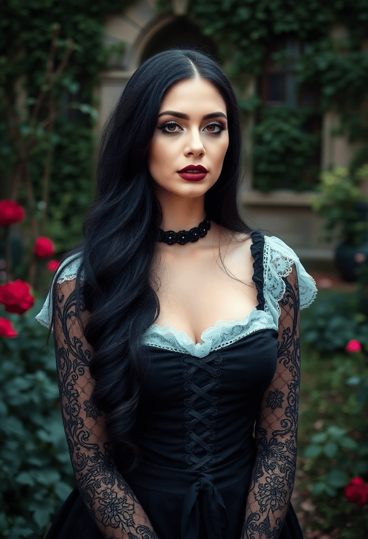 Gothic Romance: The Alluring Lady in Black - Pincel