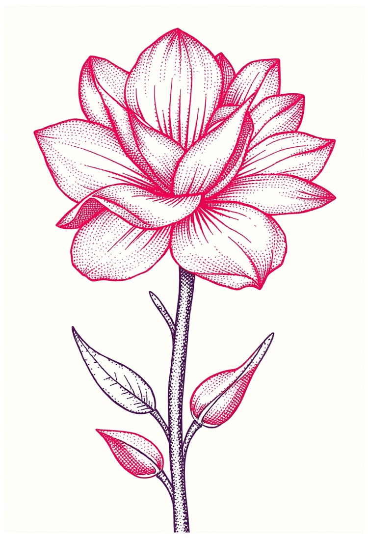 Stippled Flower AI Art - Pincel