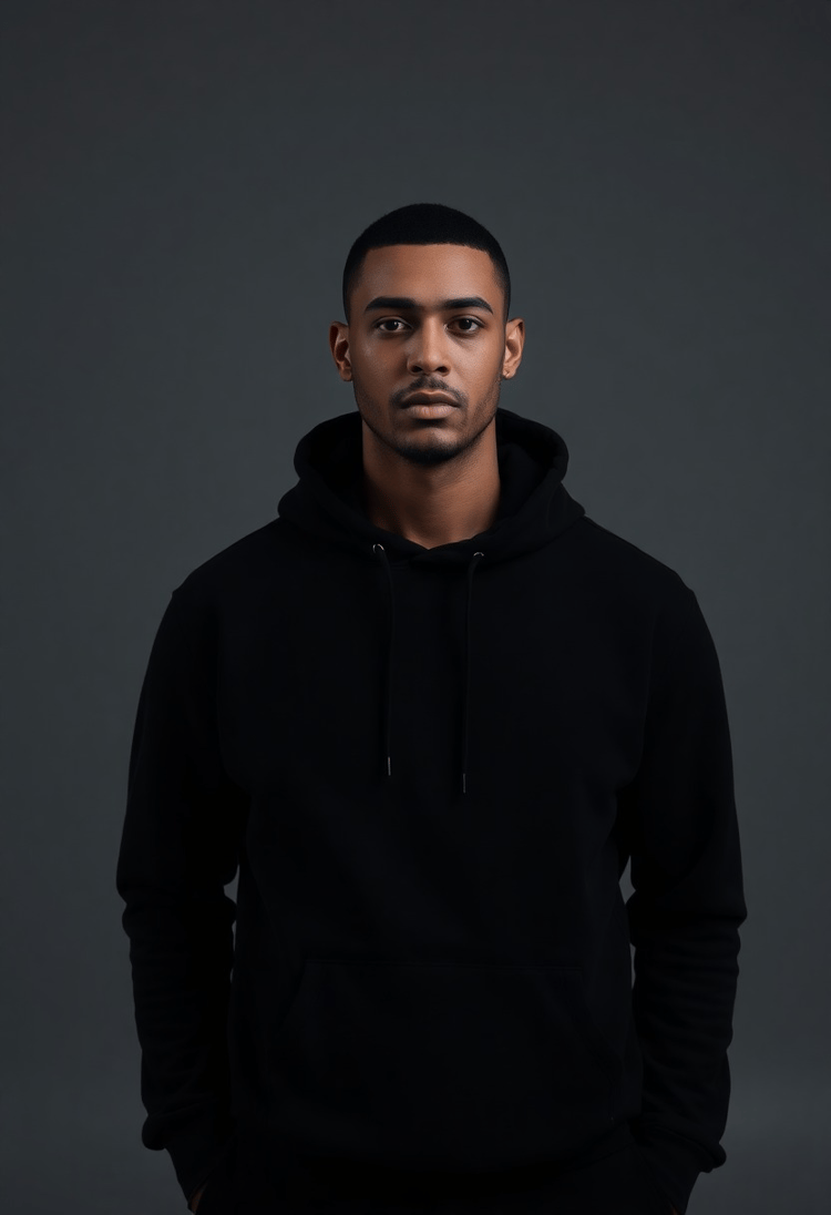 Bold and Basic: Man in Black Hoodie - Pincel
