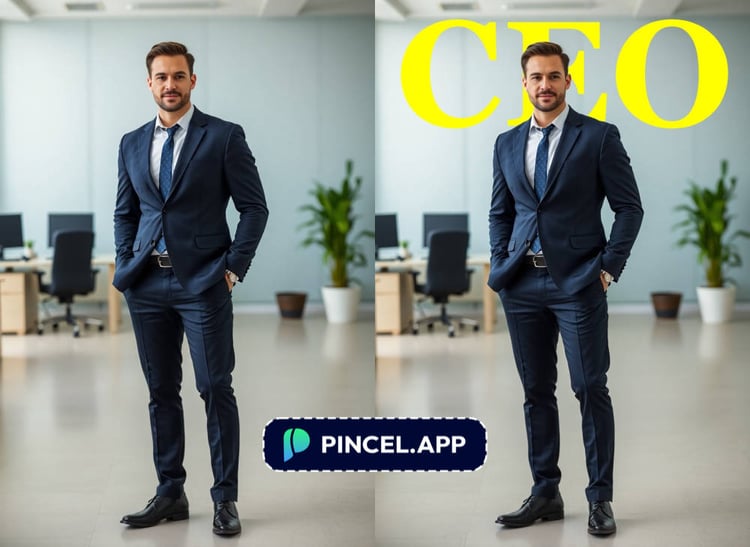 Magazine Cover Style Text Behind Person - Pincel