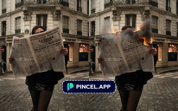 Burning Newspaper Photo Effect - Pincel