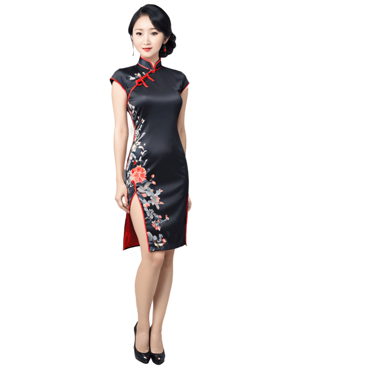 Elegant Chinese Cheongsam Qipao with High Collar and Side Slits - Pincel