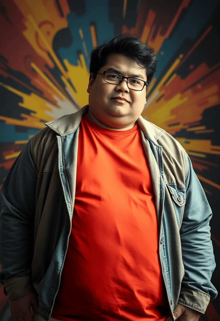 Diverse Expression: Dynamic Portrait of an Obese Man - Pincel