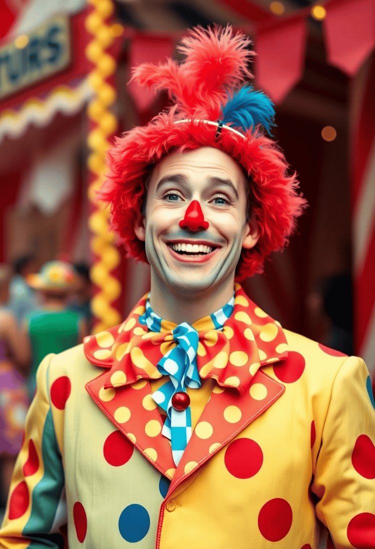 Charming Male Clown Captures Attention - Pincel