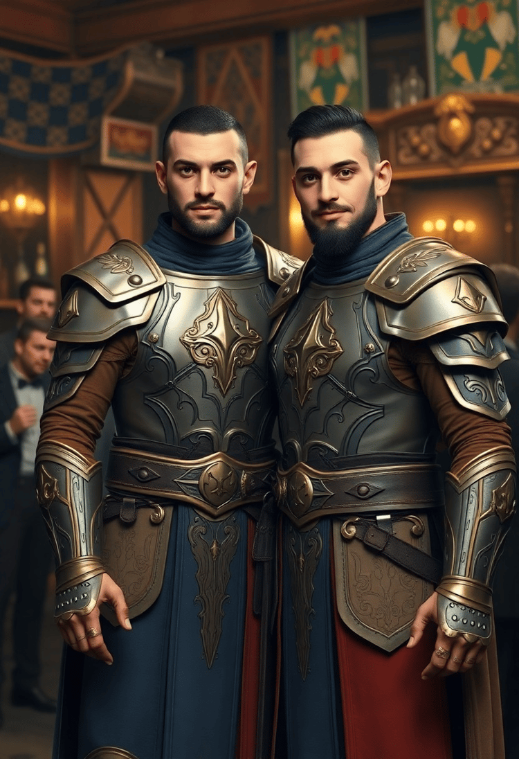 Twin Paladin Brothers in Tavern - Pincel