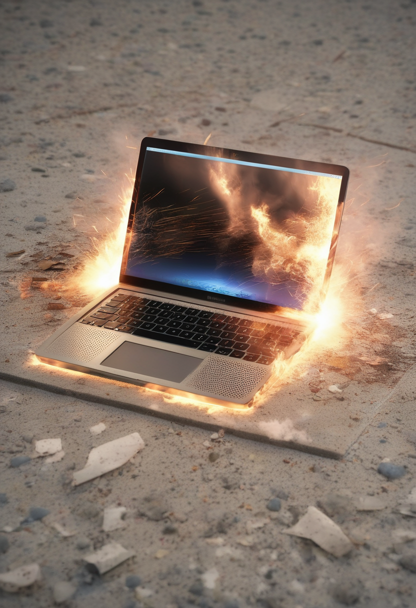 Laptop Burning AI Photo Effect - Pincel